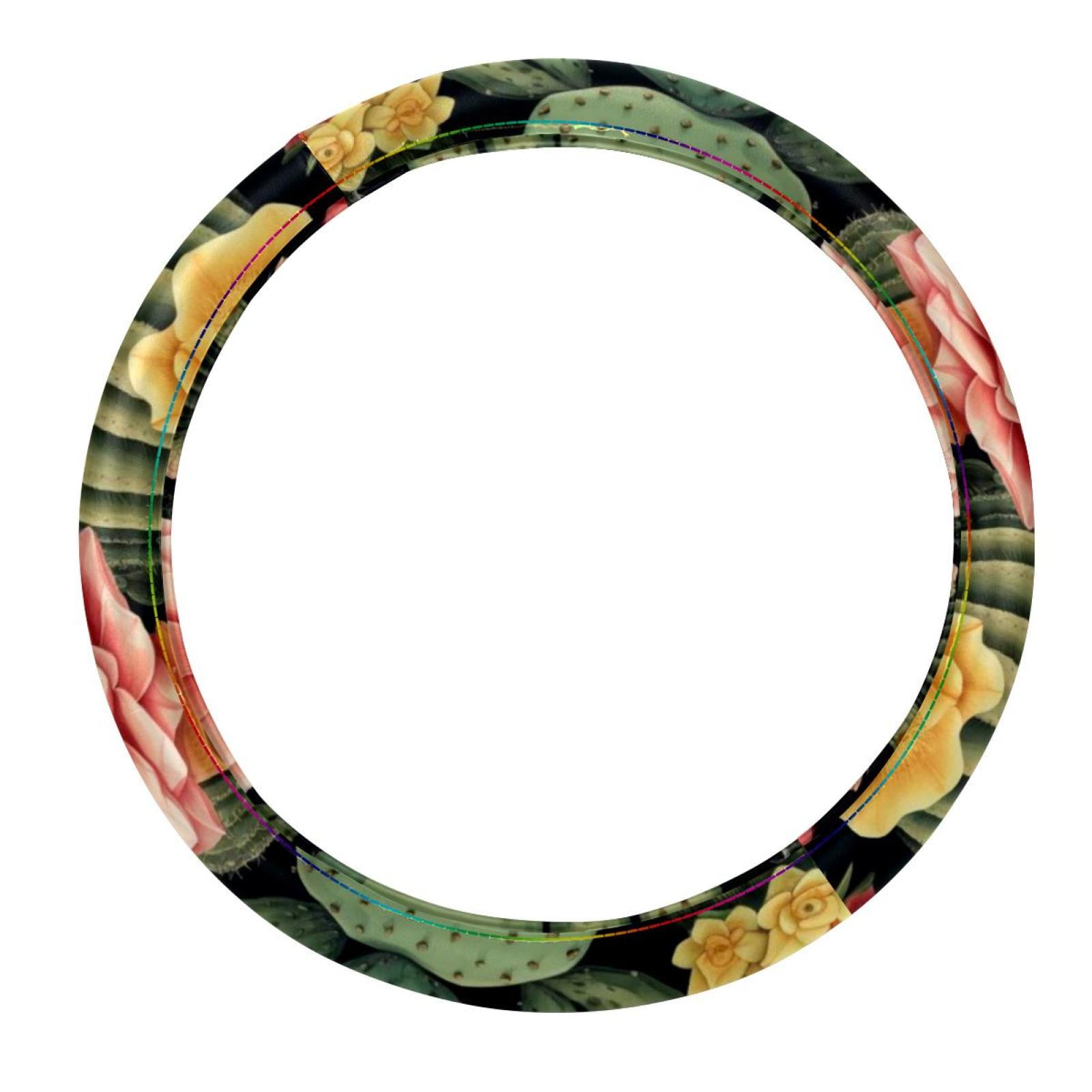 Cactus Printed 14.5 Inch PVC Leather Car Wheel Covers Steering Wheel ...