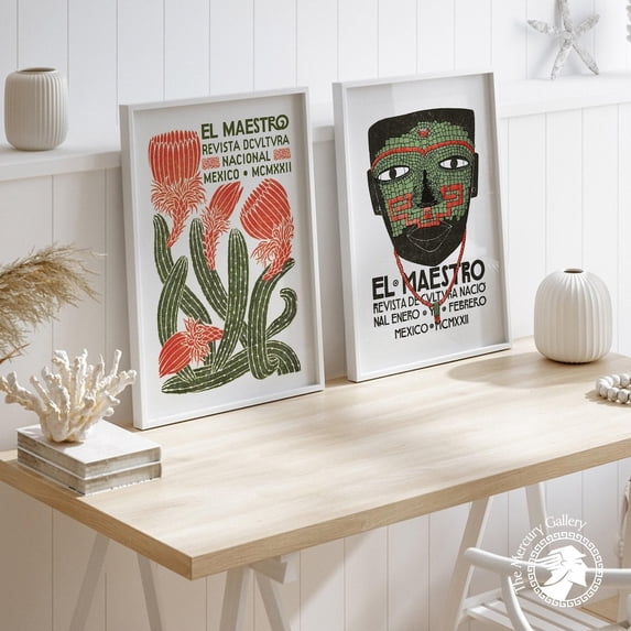 Cactus Prints Mexican Art White Background Floral Prints Gallery Wall ...