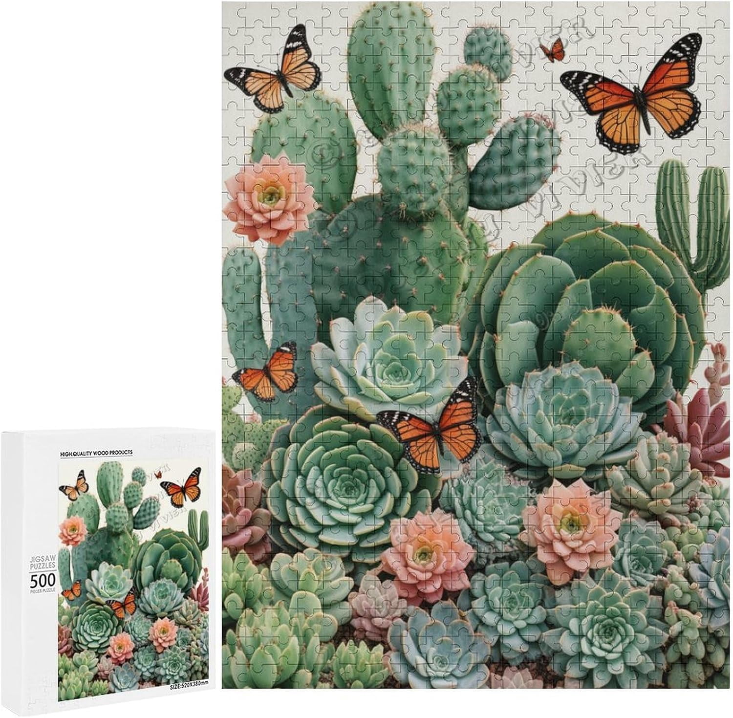 Cactus Puzzle - Cactus -500 Pieces Jigsaw Puzzle Wooden Challenge ...