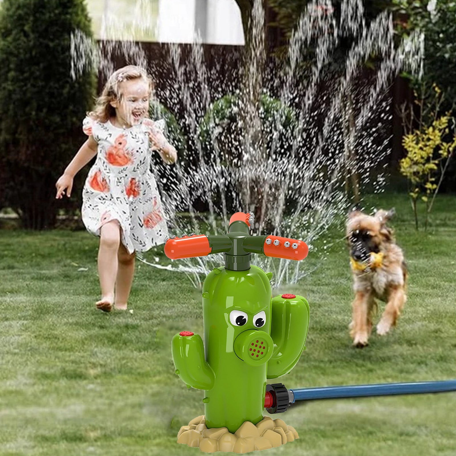 Cactus Rotating Sprinkler for Kids Summer Outdoor Water Play Garden ...