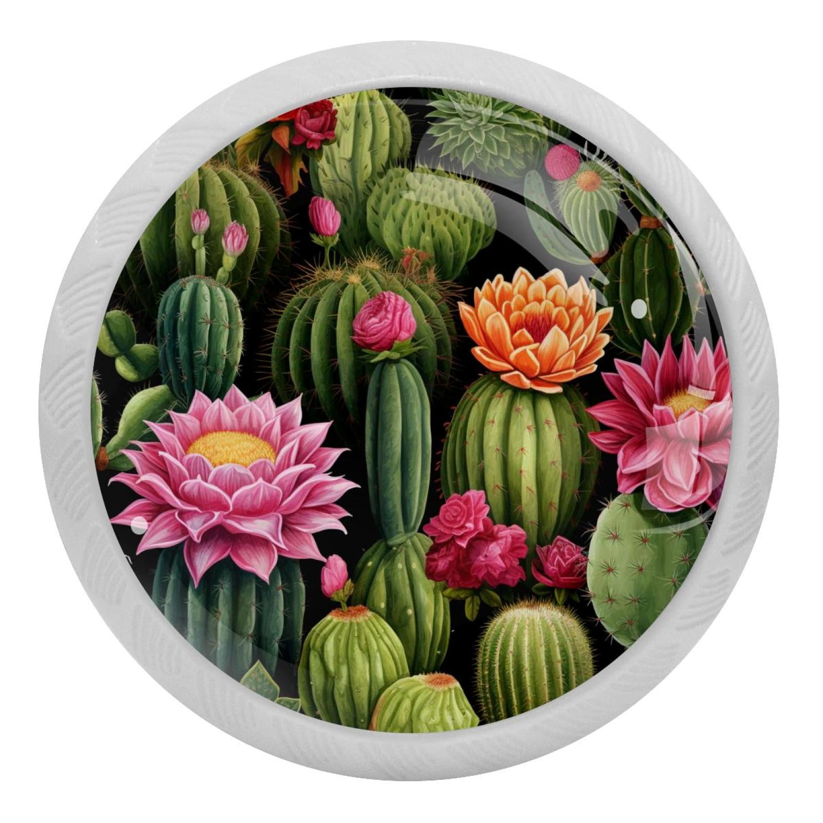 Cactus Round Glow-in-the-Dark Cabinet Knobs with Screws - 4 Pack ...