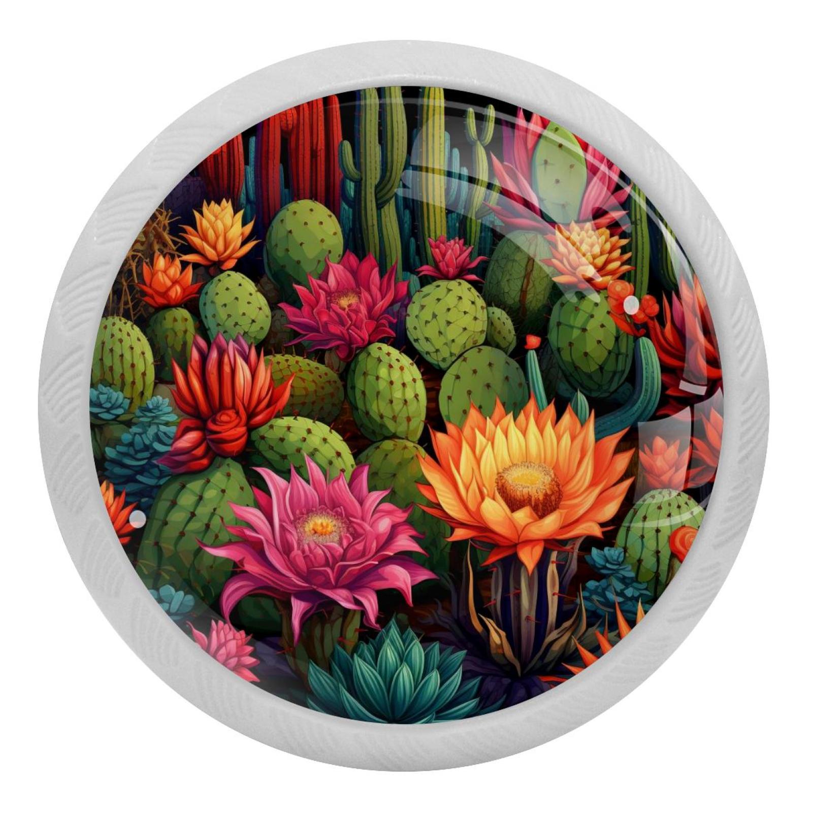 Cactus Round Glow-in-the-Dark Cabinet Knobs with Screws - 4 Pack ...