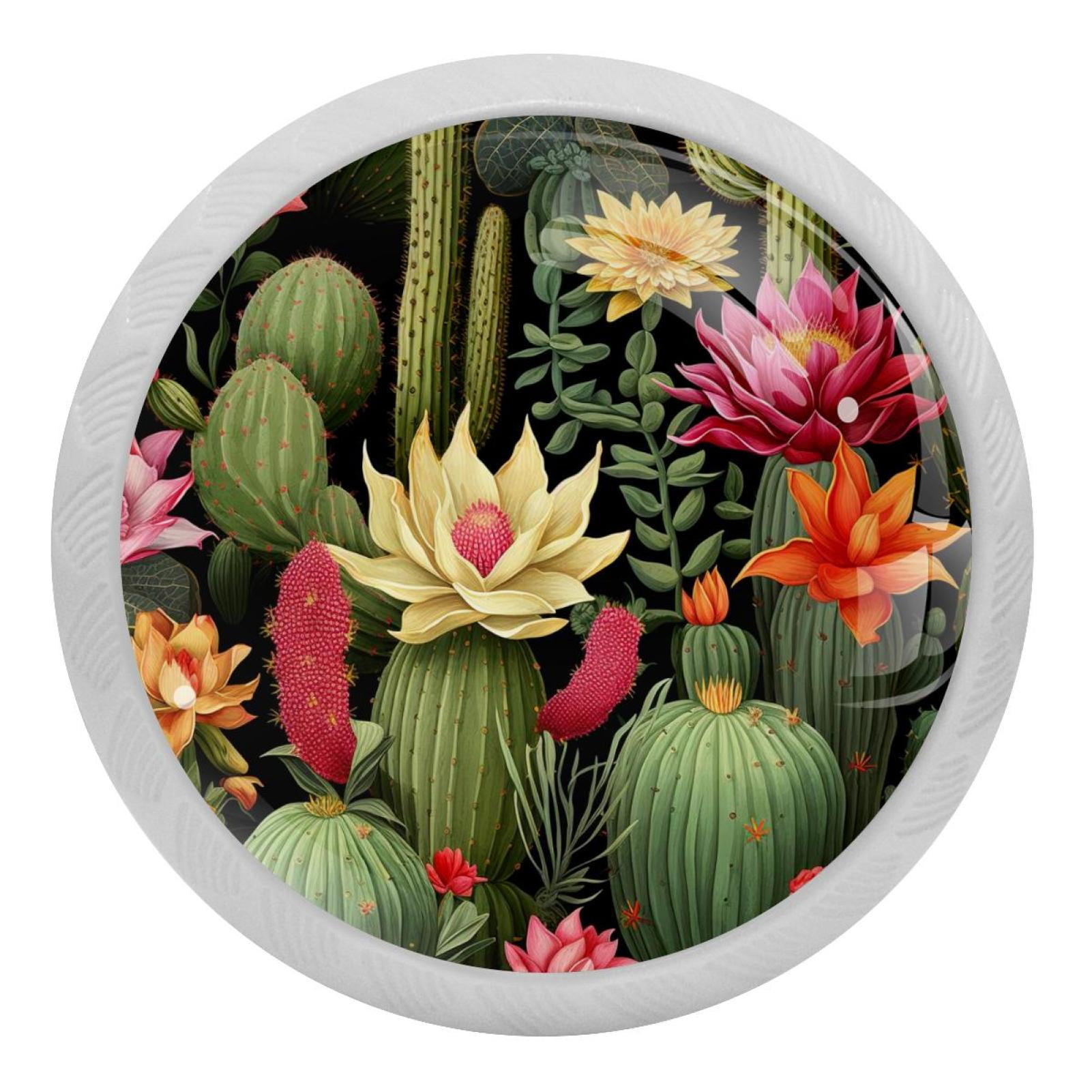 Cactus Round Glow-in-the-Dark Cabinet Knobs with Screws - 4 Pack ...