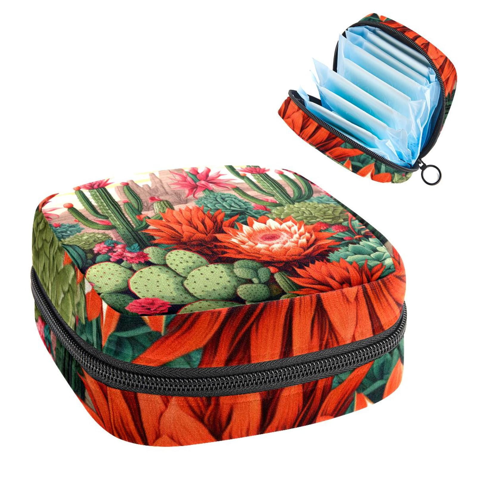 Cactus Sanitary Napkin Pouch with Plush Velvet, Sponge, and Oxford ...