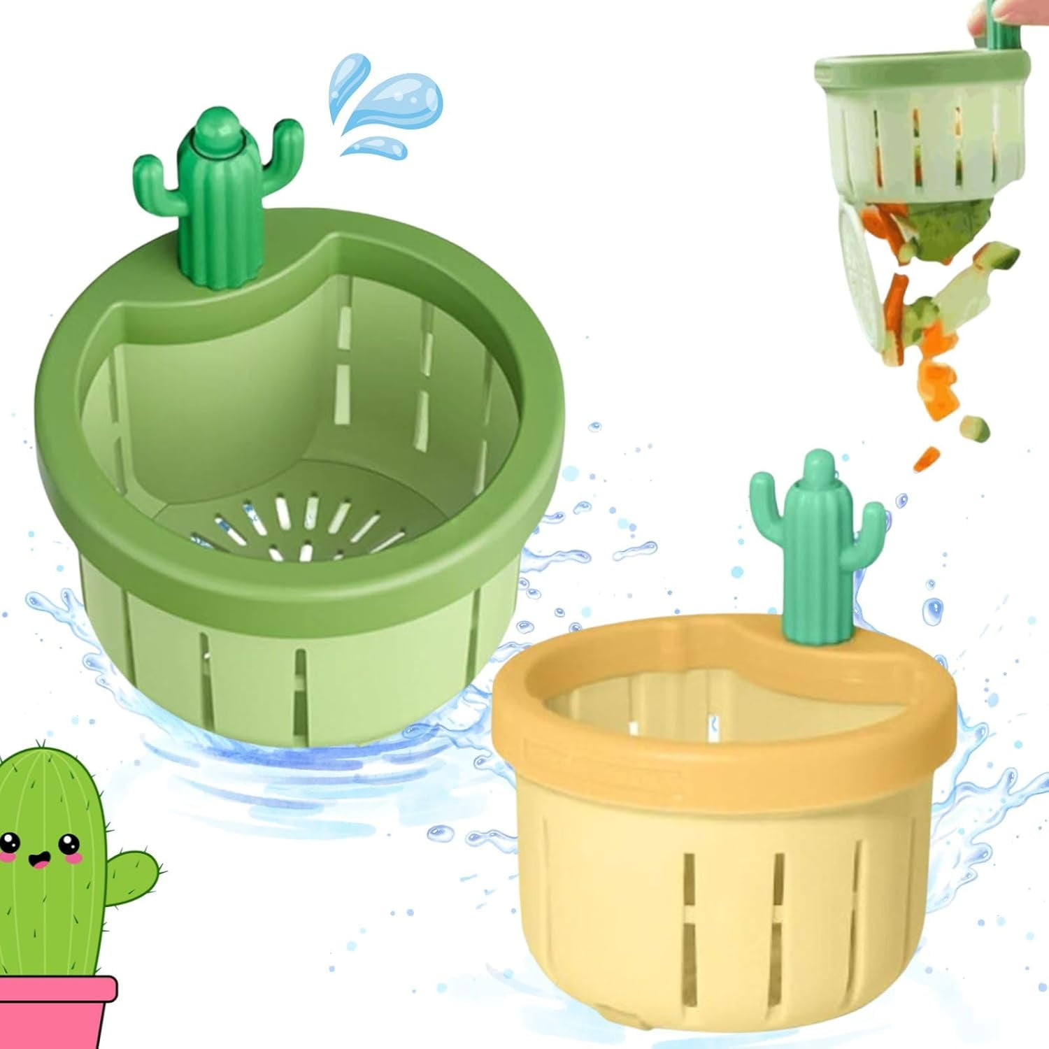 Cactus Shape Kitchen Sink Drain Strainer with Presses to Dump Basket ...