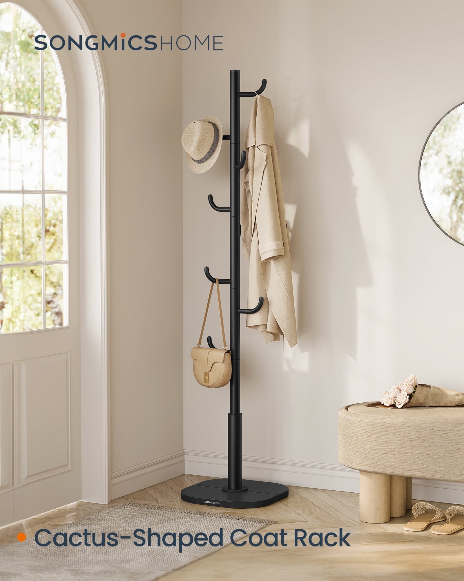 SONGMICS Cactus-Shaped Coat Rack, Coat Rack Freestanding, 69-Inch Tall ...