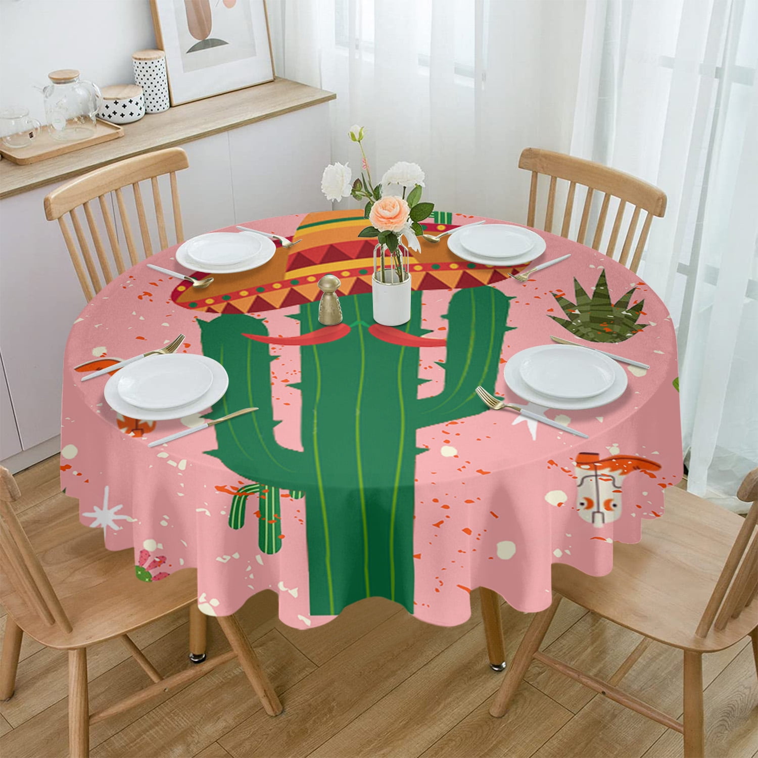 Cactus Shoes Hat Cactus Stars Waterproof Tablecloth Living Room Dining ...
