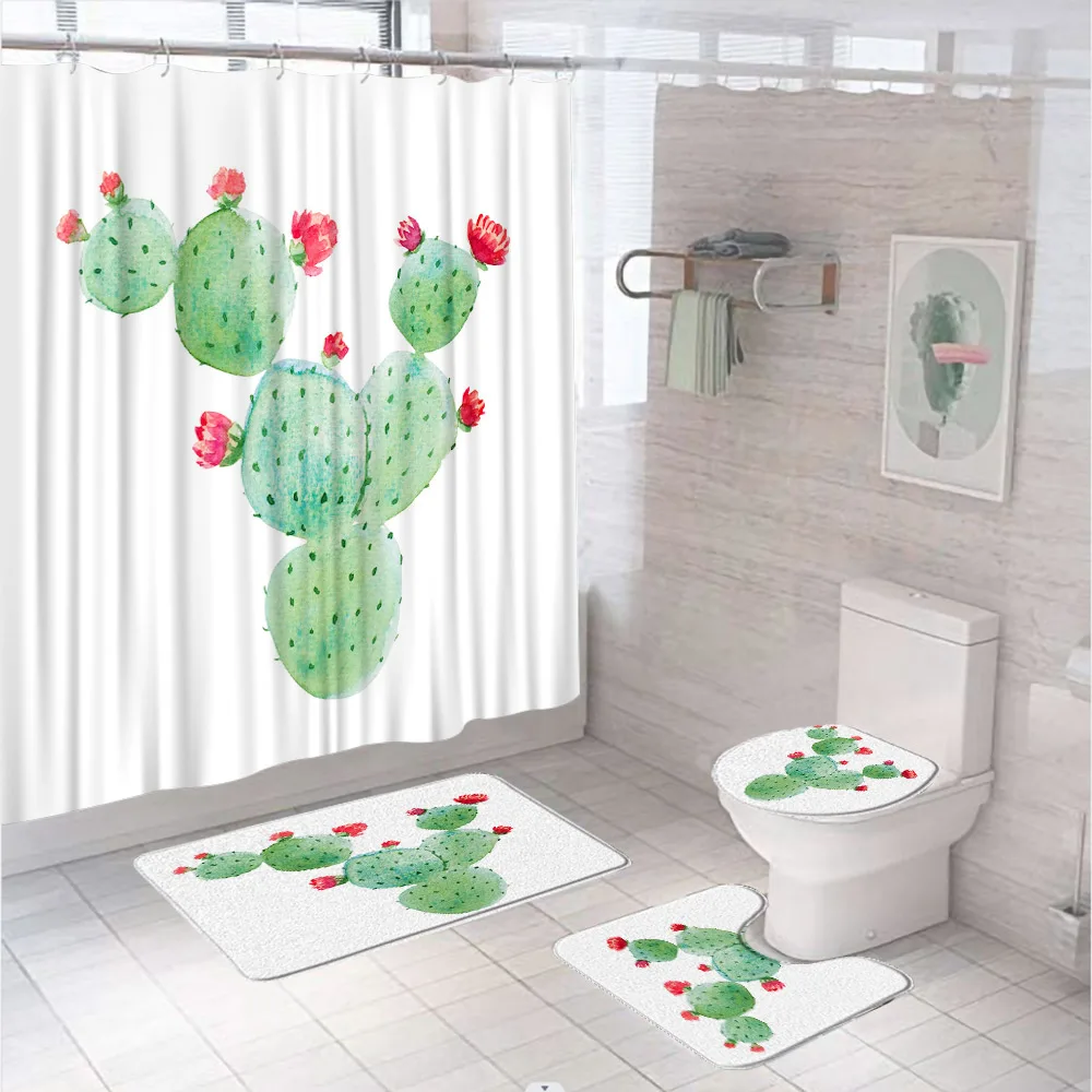 Cactus Shower Curtain Set Spring Garden Boho Bouquet of ny Plant ...