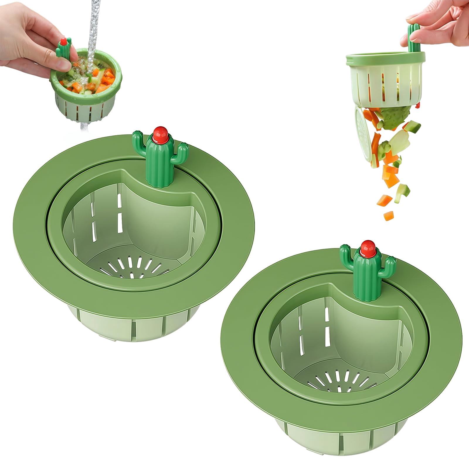 Cactus Sink Drain Strainer, Press to Dump Waste Collector, Extra Thick ...