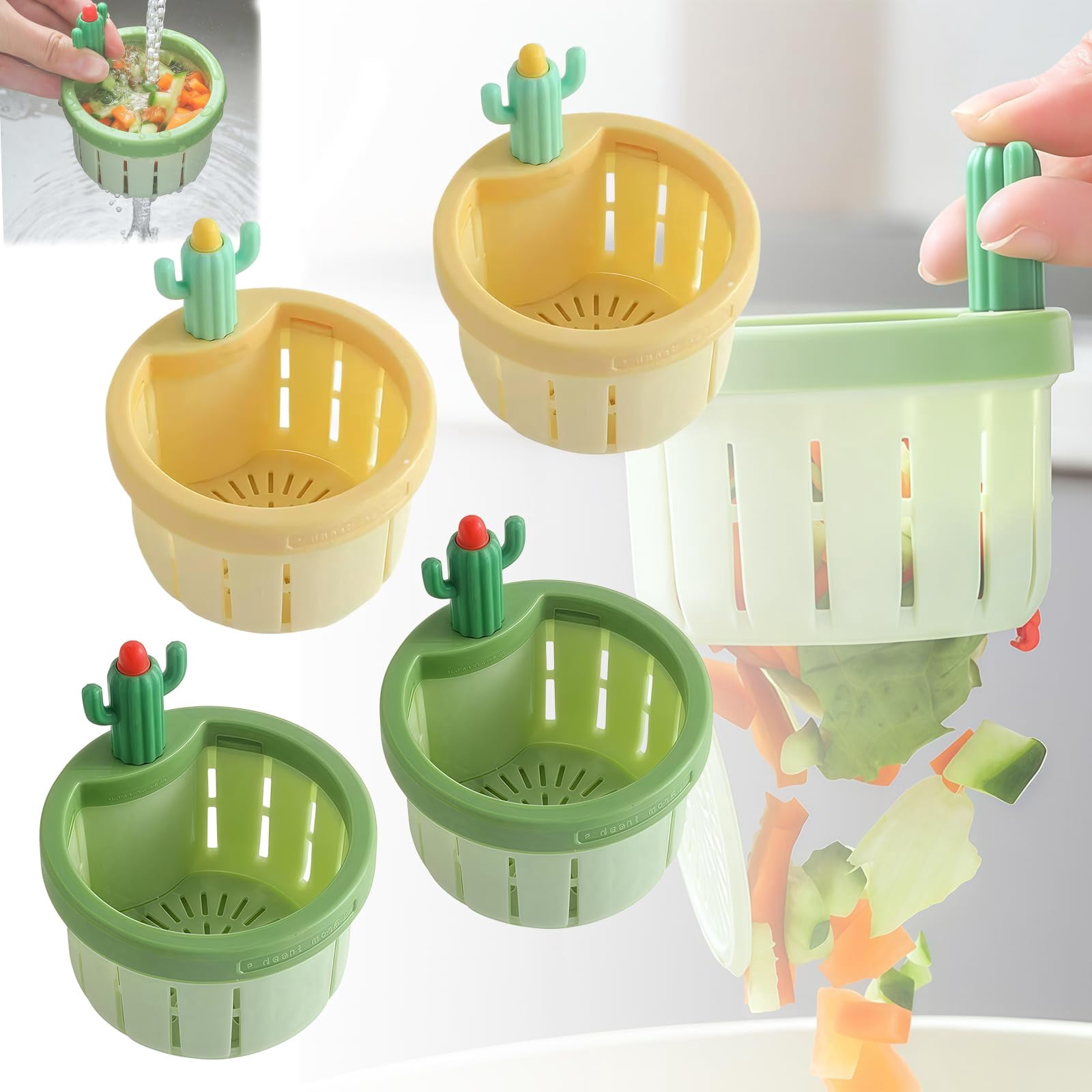 Cactus Sink Strainer Basket, Press Automatic Dumping Basket, Multi ...