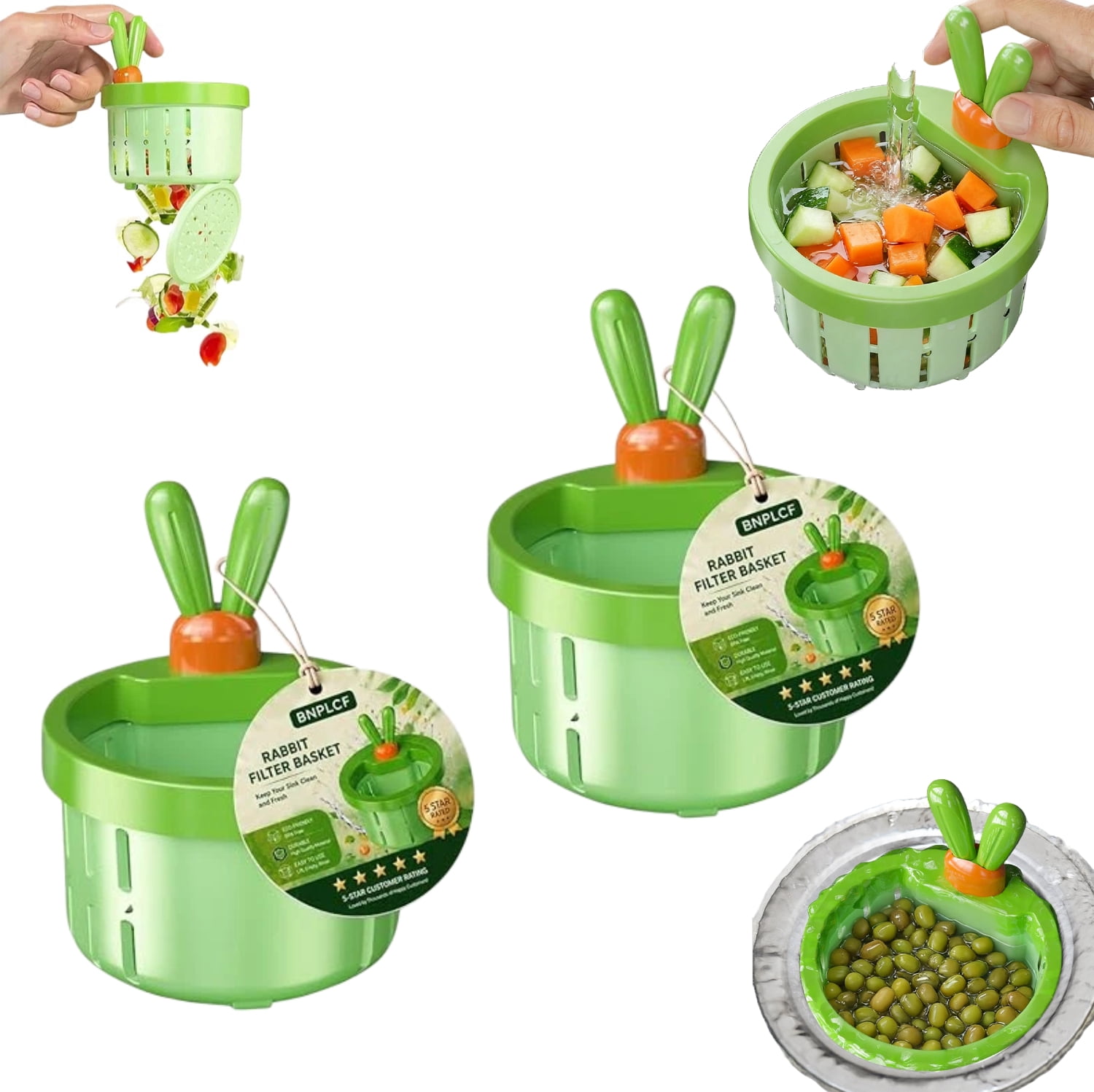 Cactus Sink Strainer Basket for Food Waste, Press to Dump Design for ...