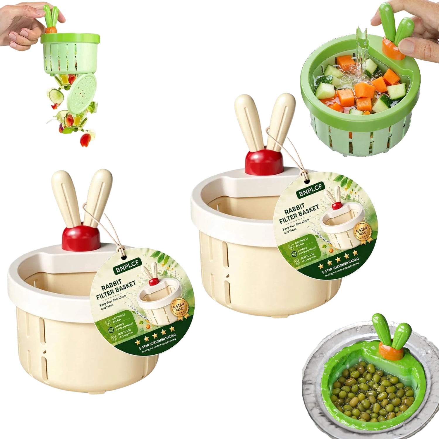 Cactus Sink Strainer Basket for Food Waste, Press to Dump Design for ...