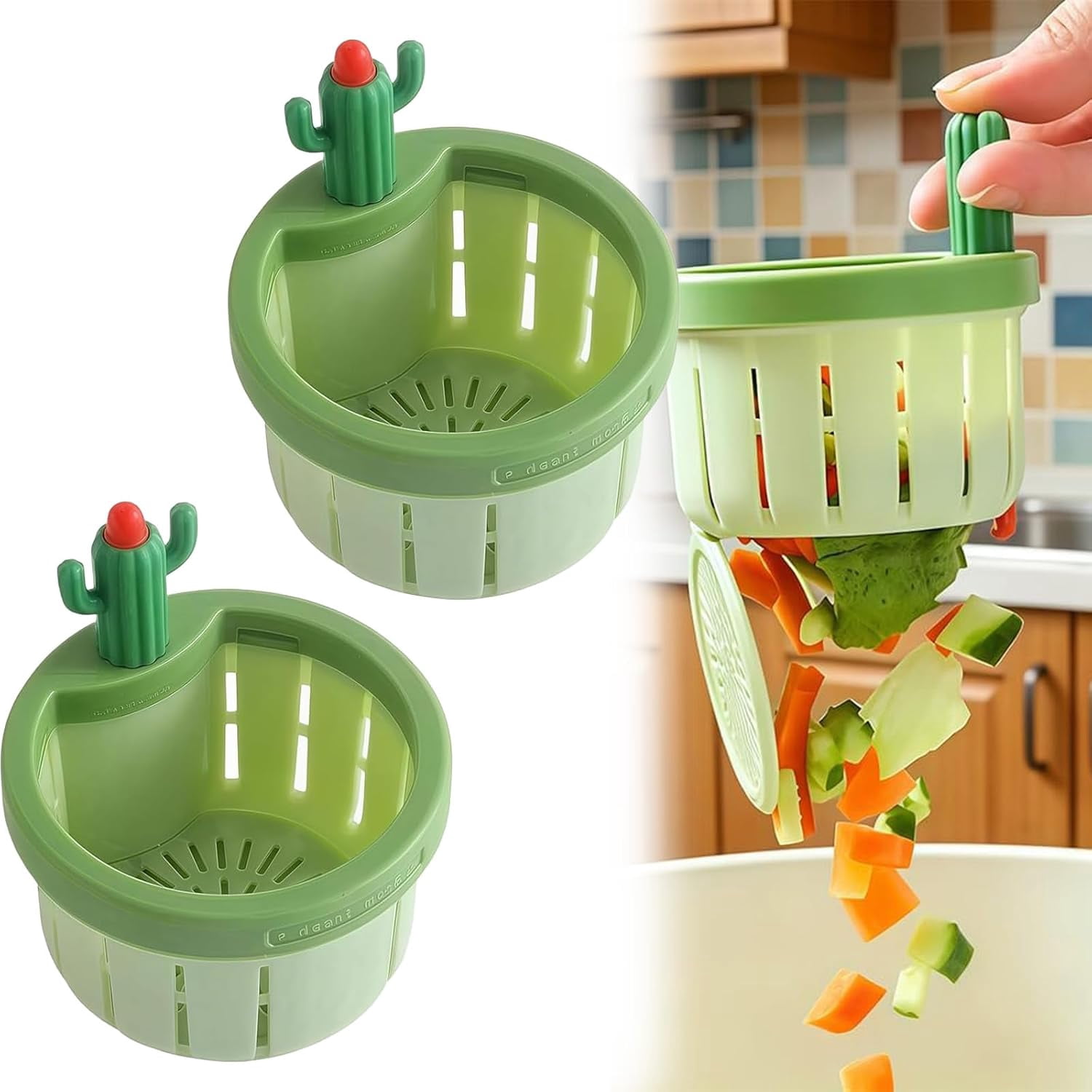 Cactus Sink Strainer Press Dumping Basket for Kitchen Bathroom2pcs ...