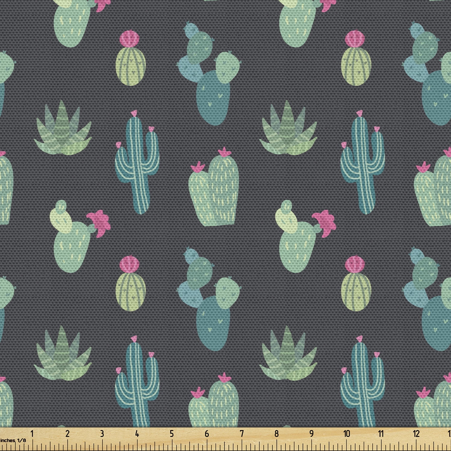 Ambesonne Cactus Fabric by the Yard Upholstery, Cacti and Succulents, 5 ...