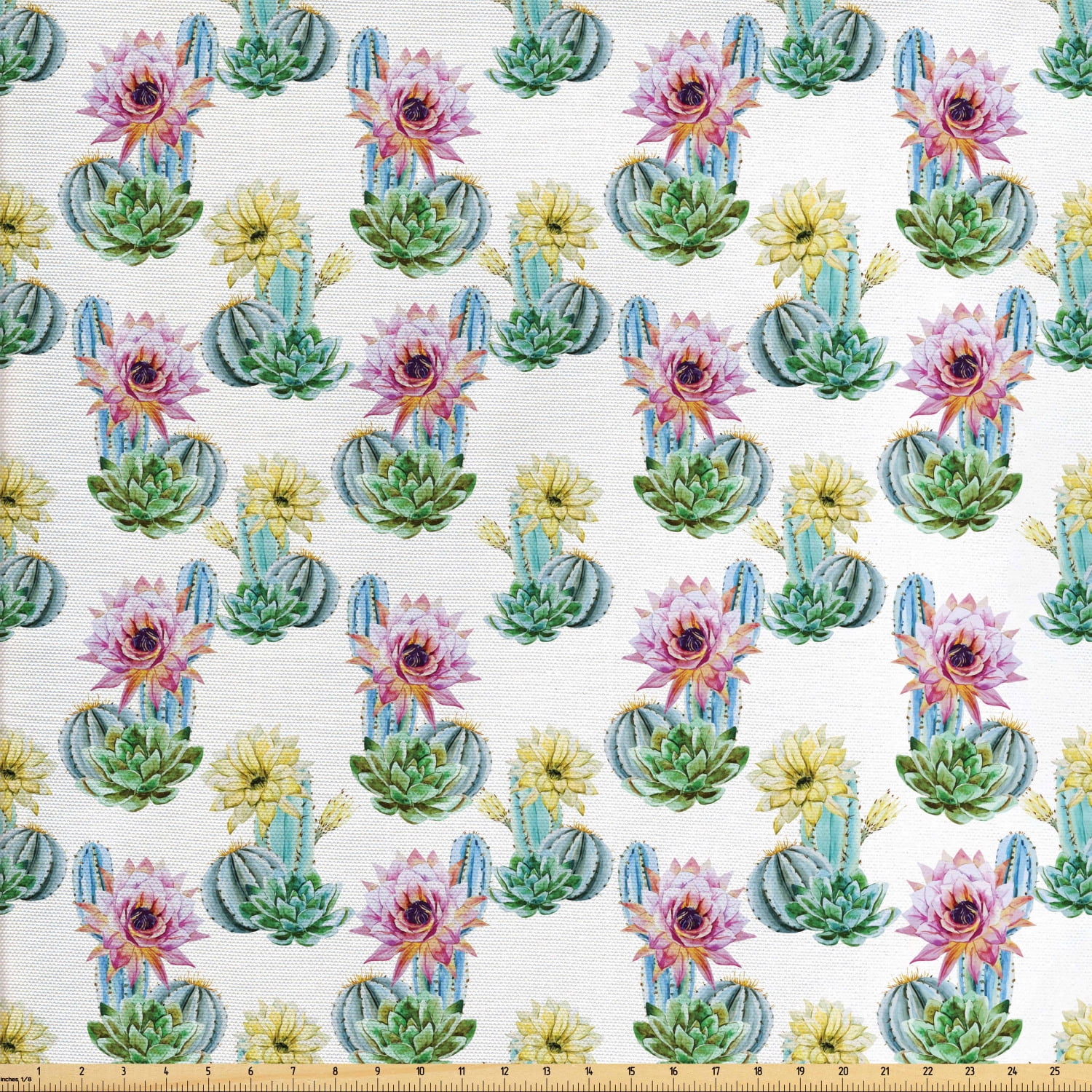 Ambesonne Vintage Fabric by the Yard Upholstery, Mexican Plant Cactus ...