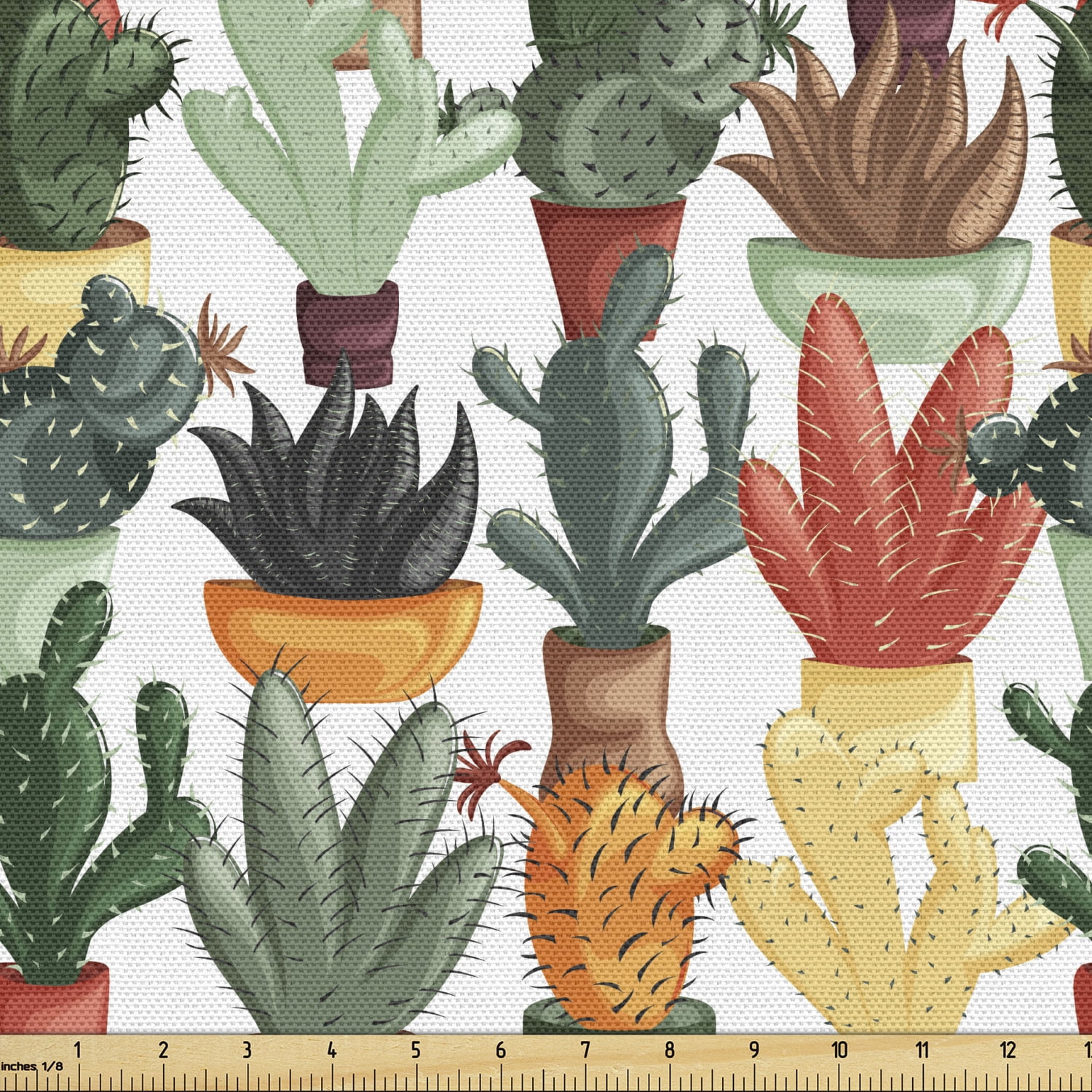 Ambesonne Cactus Fabric by the Yard Upholstery, Mexican Succulent Plant ...