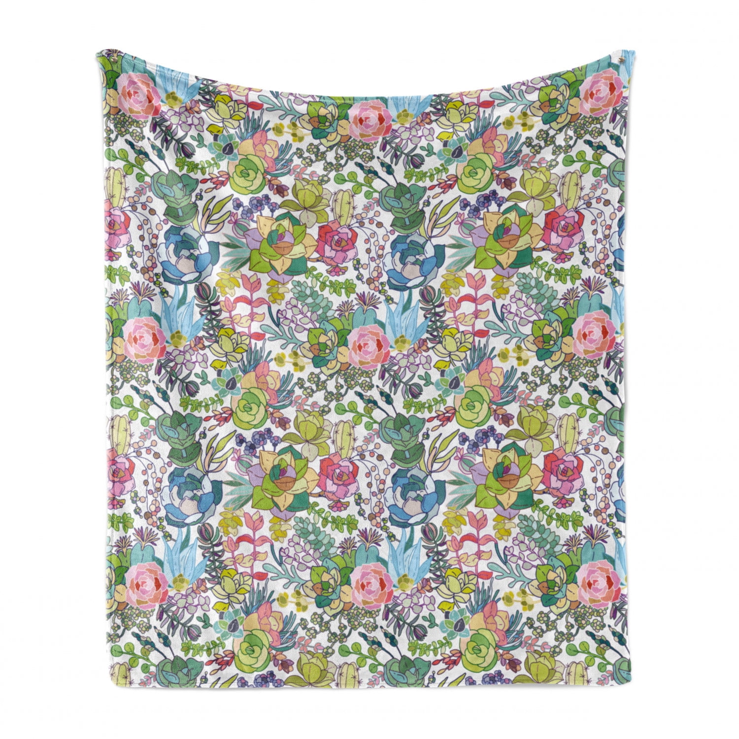 Cactus Spring Flower Soft Flannel Fleece Throw Blanket, Illustration of ...