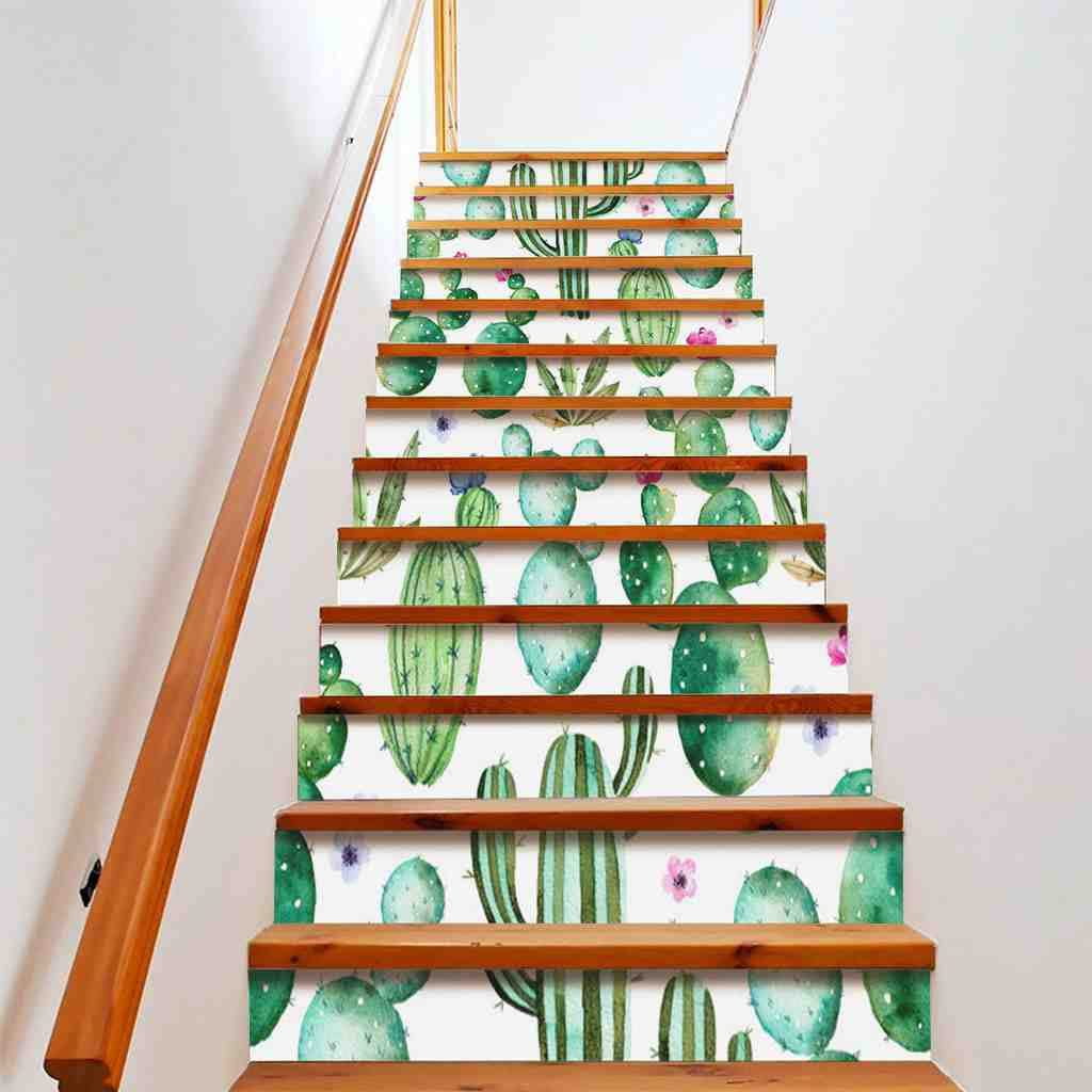 Cactus Stair Stickers Green Desert Plants Staircase Sticker Decals ...