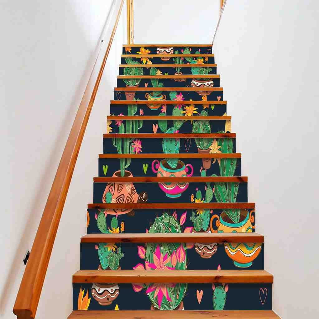 Cactus Stair Stickers Green Desert Plants Staircase Sticker Decals ...
