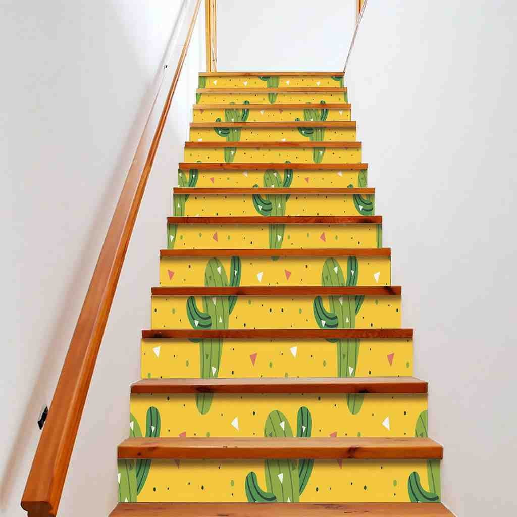 Cactus Stair Stickers Green Desert Plants Staircase Sticker Decals ...