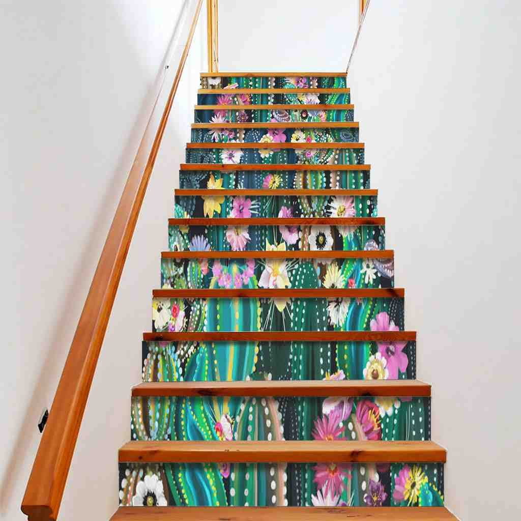 Cactus Stair Stickers Green Desert Plants Staircase Sticker Decals ...