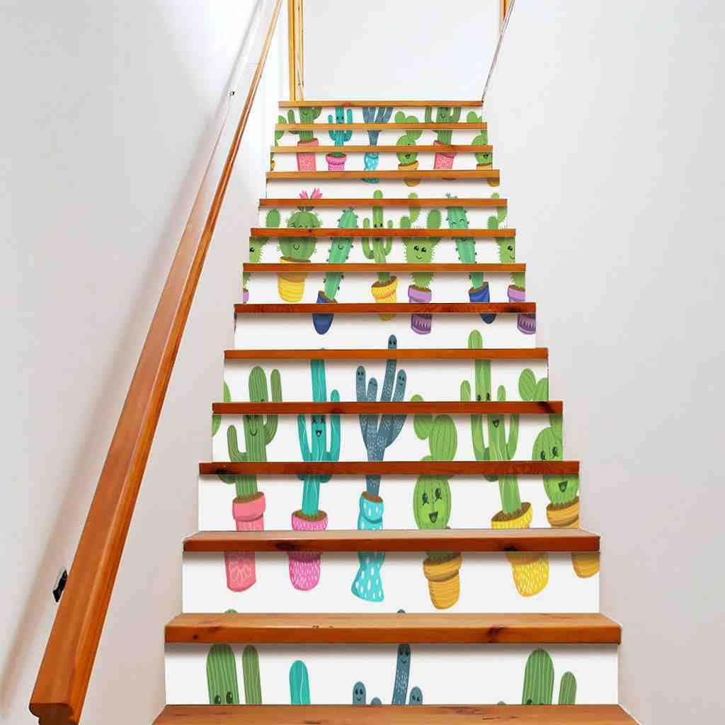 Cactus Stair Stickers Green Desert Plants Staircase Sticker Decals ...