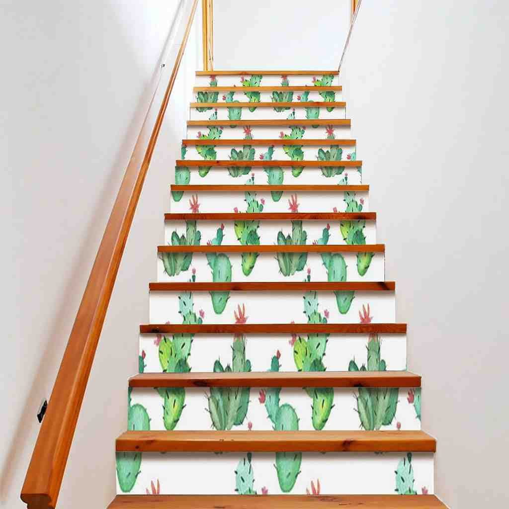 Cactus Stair Stickers Green Desert Plants Staircase Sticker Decals ...