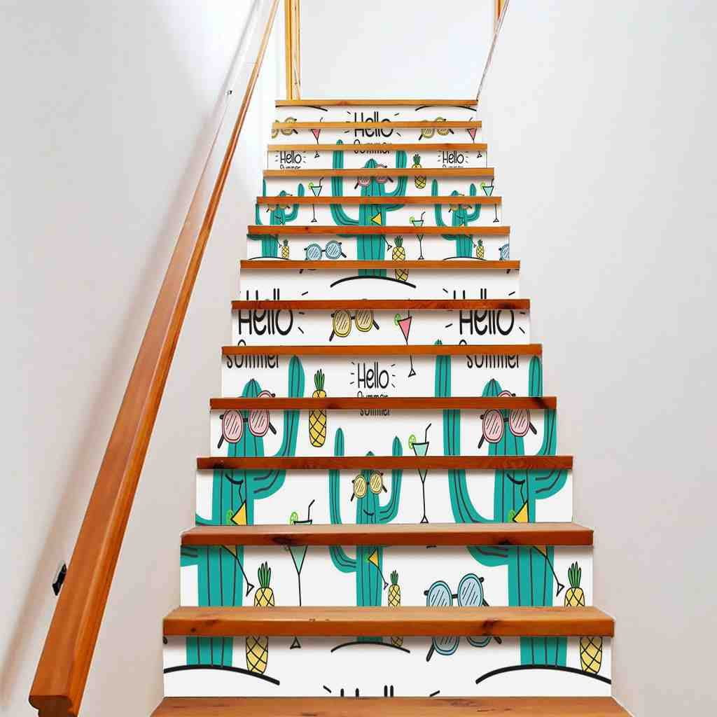 Cactus Stair Stickers Green Desert Plants Staircase Sticker Decals ...