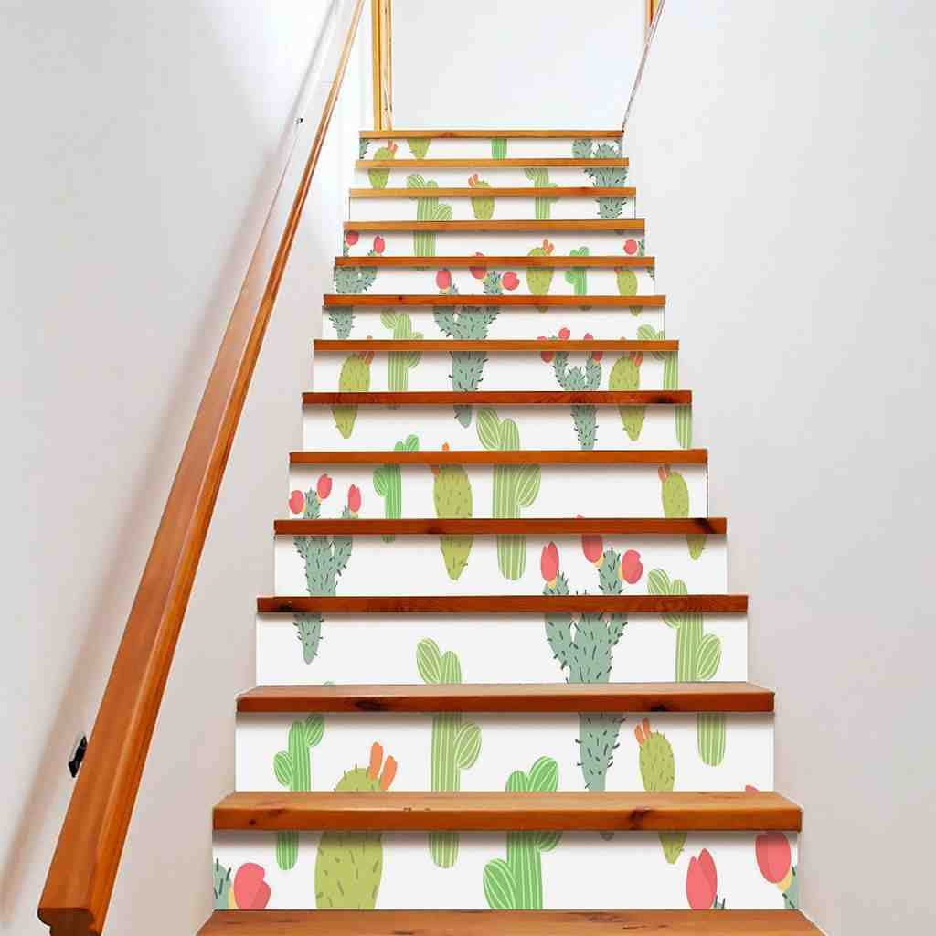 Cactus Stair Stickers Green Desert Plants Staircase Sticker Decals ...