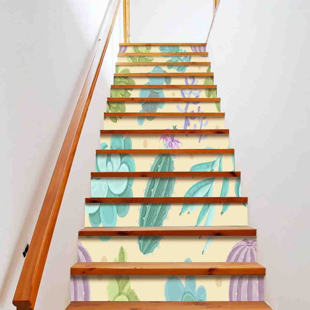 Cactus Stair Stickers Green Desert Plants Staircase Sticker Decals ...