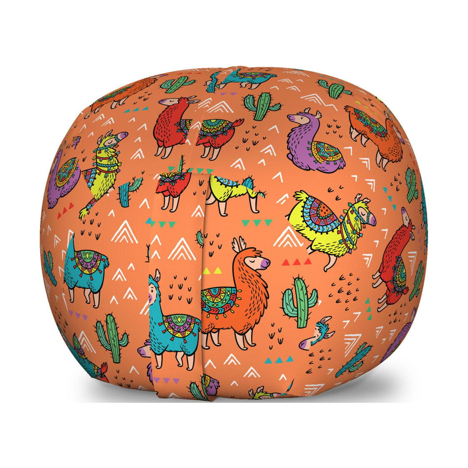 Cactus Storage Toy Bag Chair, Colorful Alpacas in Mexico Latino Foliage ...