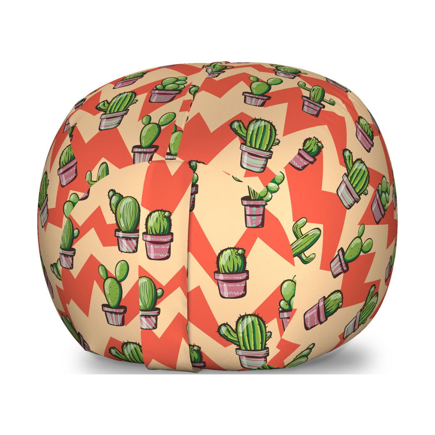Cactus Storage Toy Bag Chair, Geometric Background with Zigzags Mexican ...
