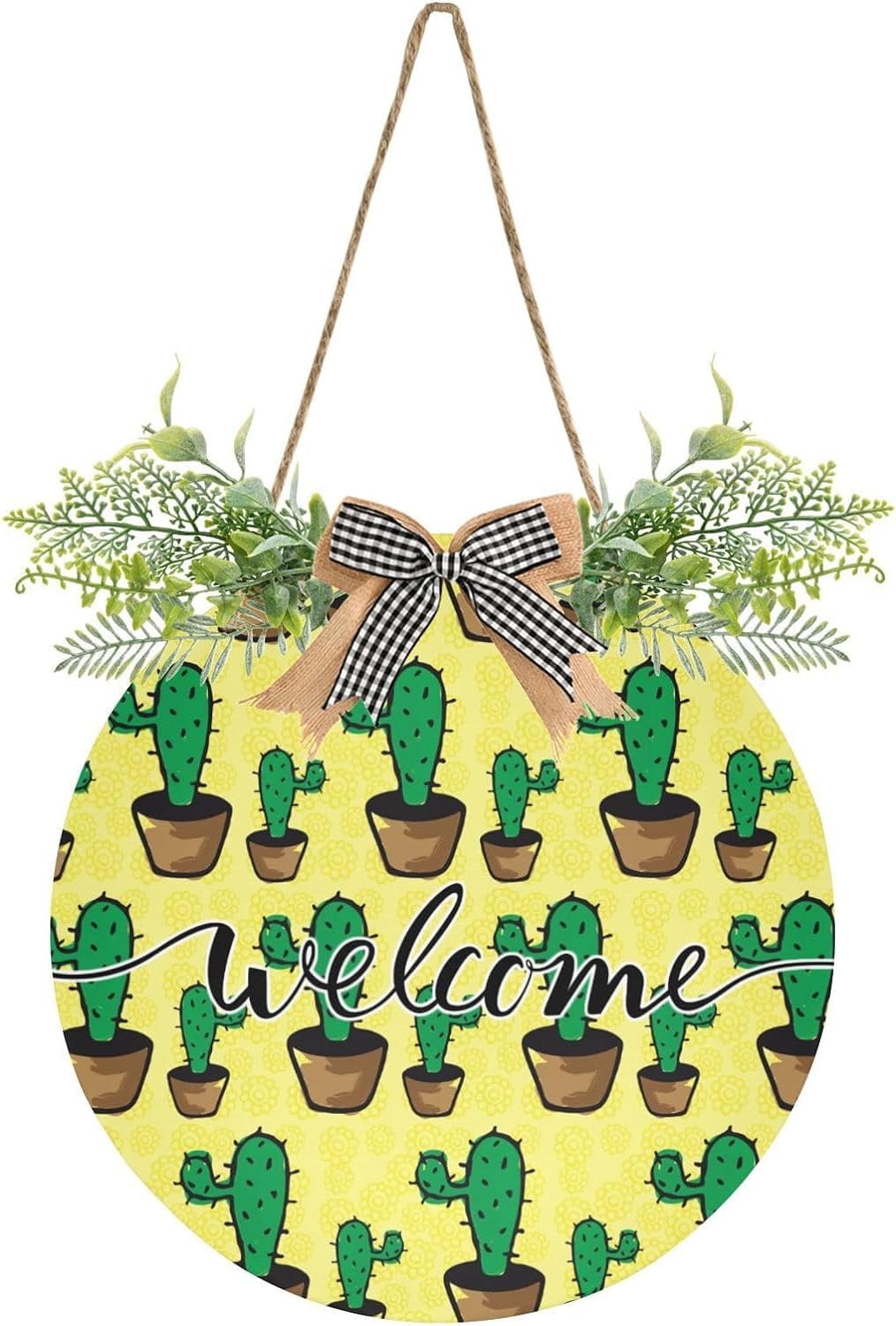 Cactus Succulent Flower Plants Welcome Sign Farmhouse Front Porch Door ...