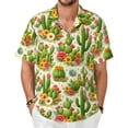 Cactus Succulent Pattern Men's Shirts Short-Sleeved with All-Over ...