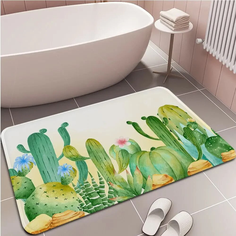 Cactus Succulent Plants Floor Carpet Non-Slip Laundry Room Mat Laundry ...