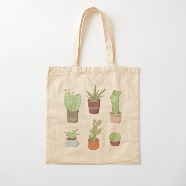 Cute Potted Cacti And Succulents Cotton Tote Bag Canvas Tote Bag ...