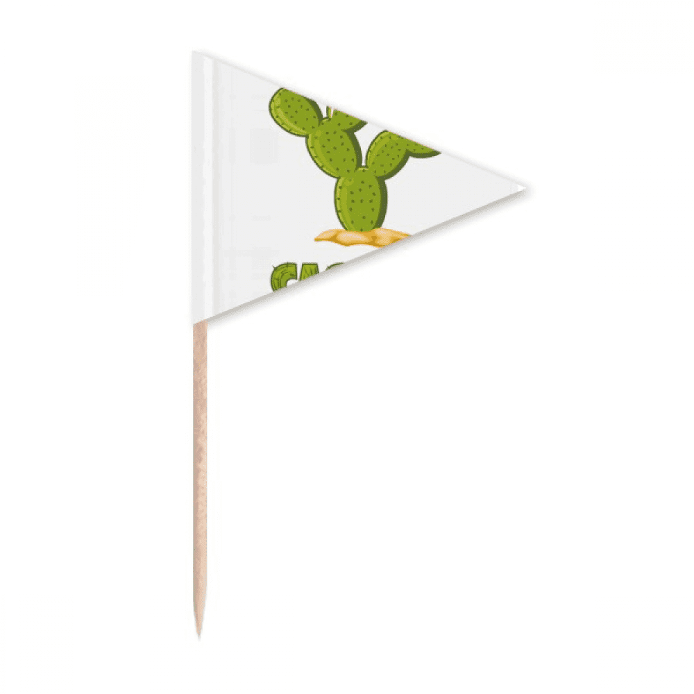 Cactus Succulents Potted Green Toothpick Triangle Cupcake Toppers Flag ...