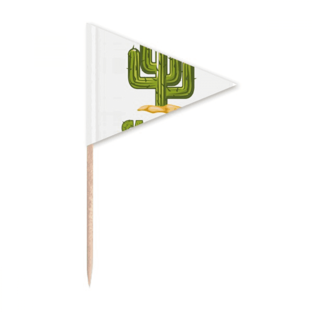 Cactus Succulents Potted Green Toothpick Triangle Cupcake Toppers Flag ...