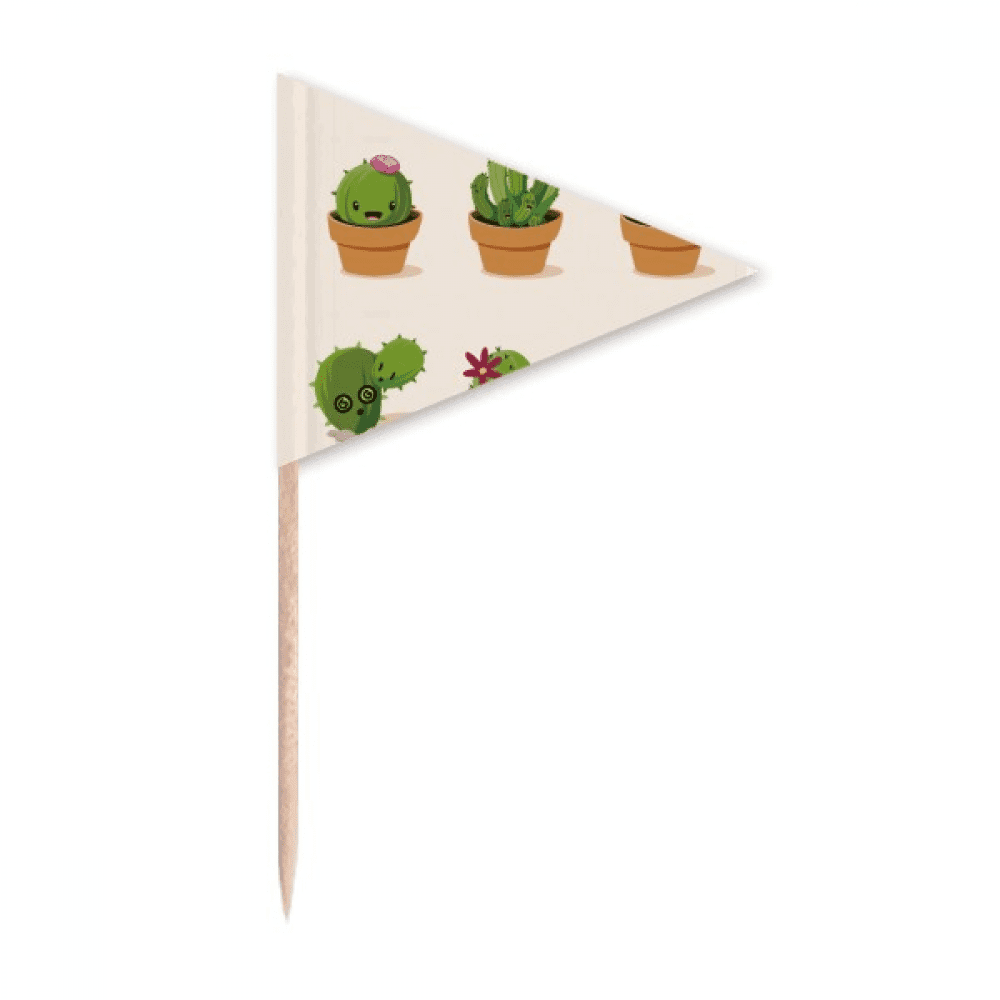 Cactus Succulents Potted Illustration Toothpick Triangle Cupcake ...