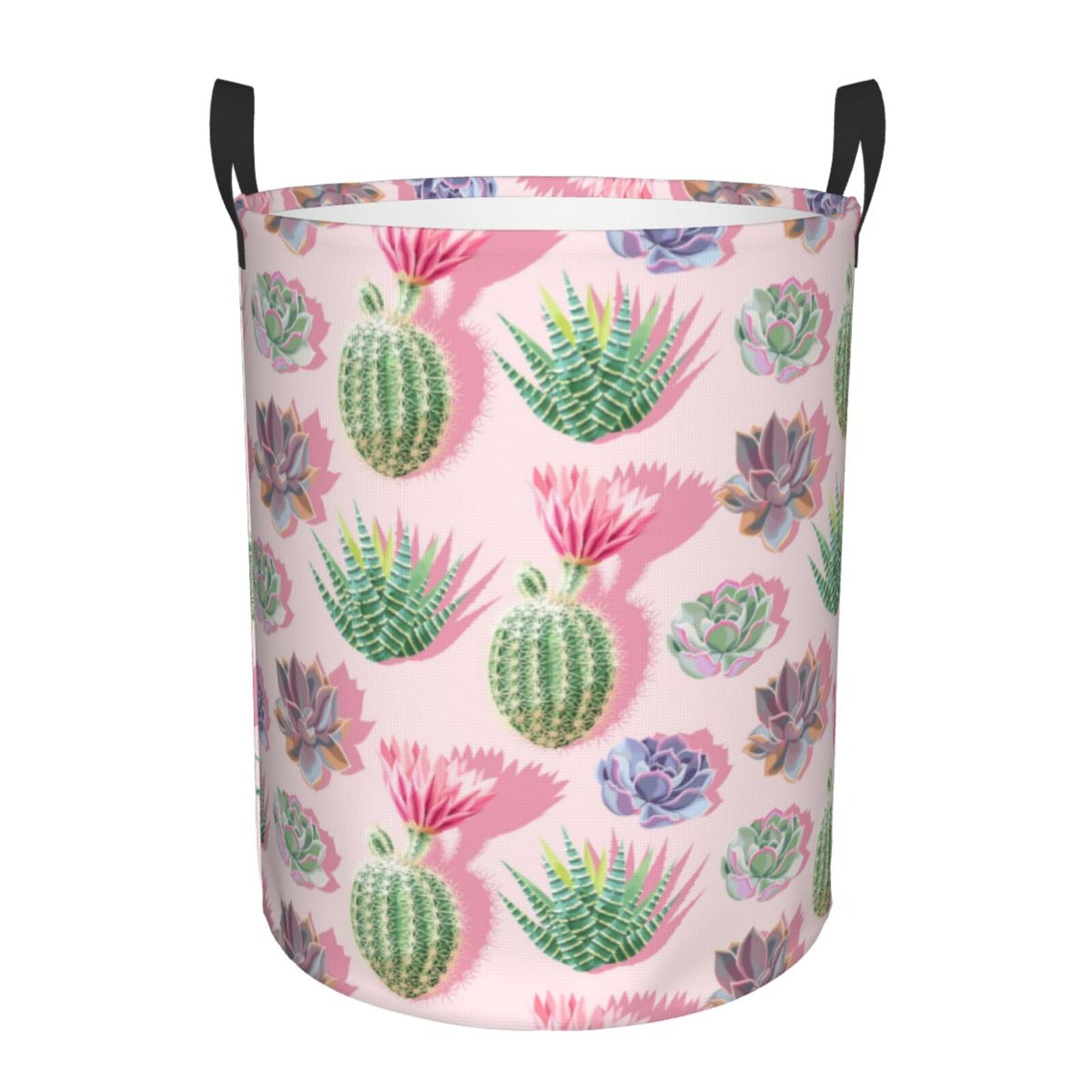 Cactus Succulents blooming Round Laundry Basket, Laundry Hamper with ...