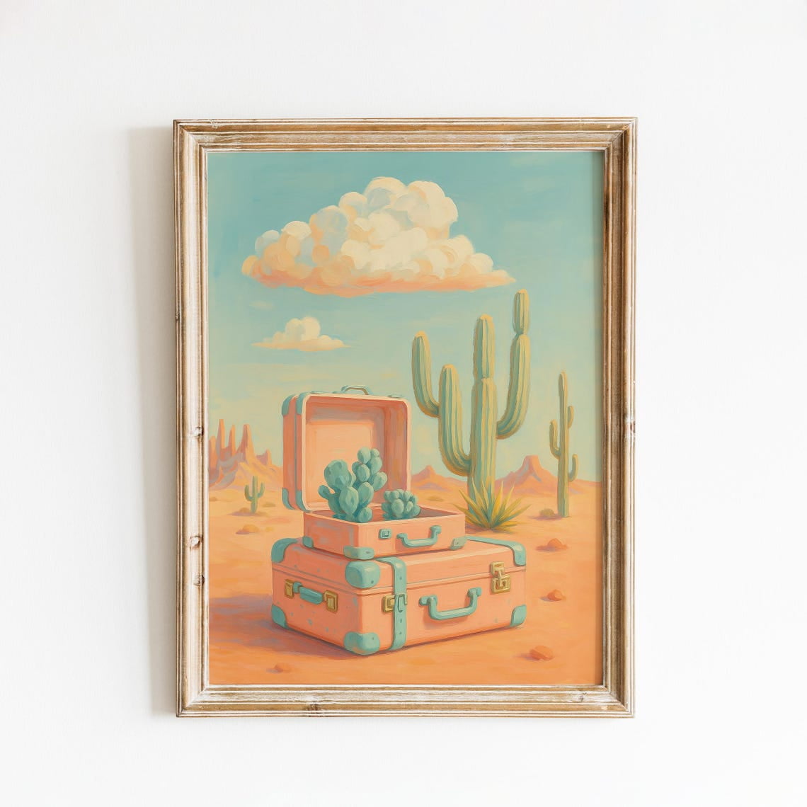 Cactus Suitcase Poster – Desert Travel Wall Art, Unframed Poster Size ...