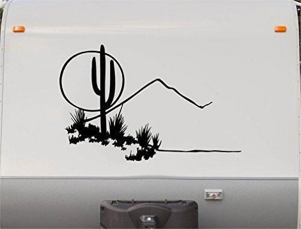 Cactus Sun Desert RV Camper Vinyl Decal Sticker Mountain Scene ...