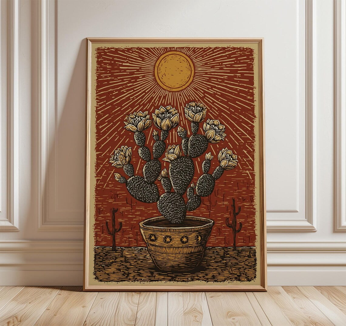 Cactus Sunburst Desert Floral Southwestern Botanical Wall Decor ...