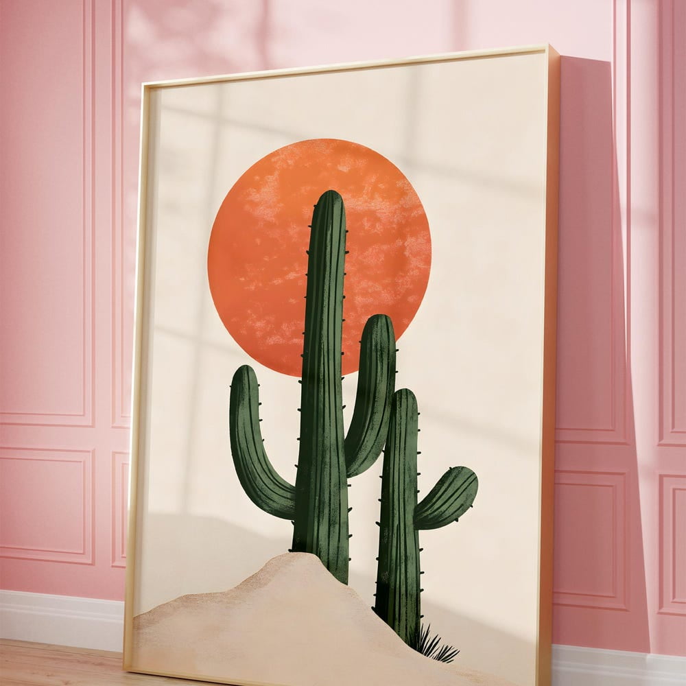 Cactus Sunset Art, Cactus Flower Art Southwestern Decor, Cactus Print ...