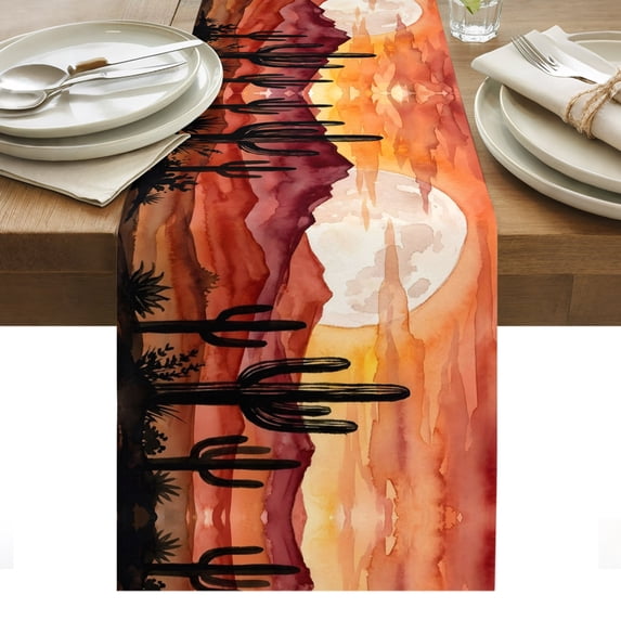 Cactus Table Runner Summer Sunset Orange Red Mountain Tablerunners 13 x ...