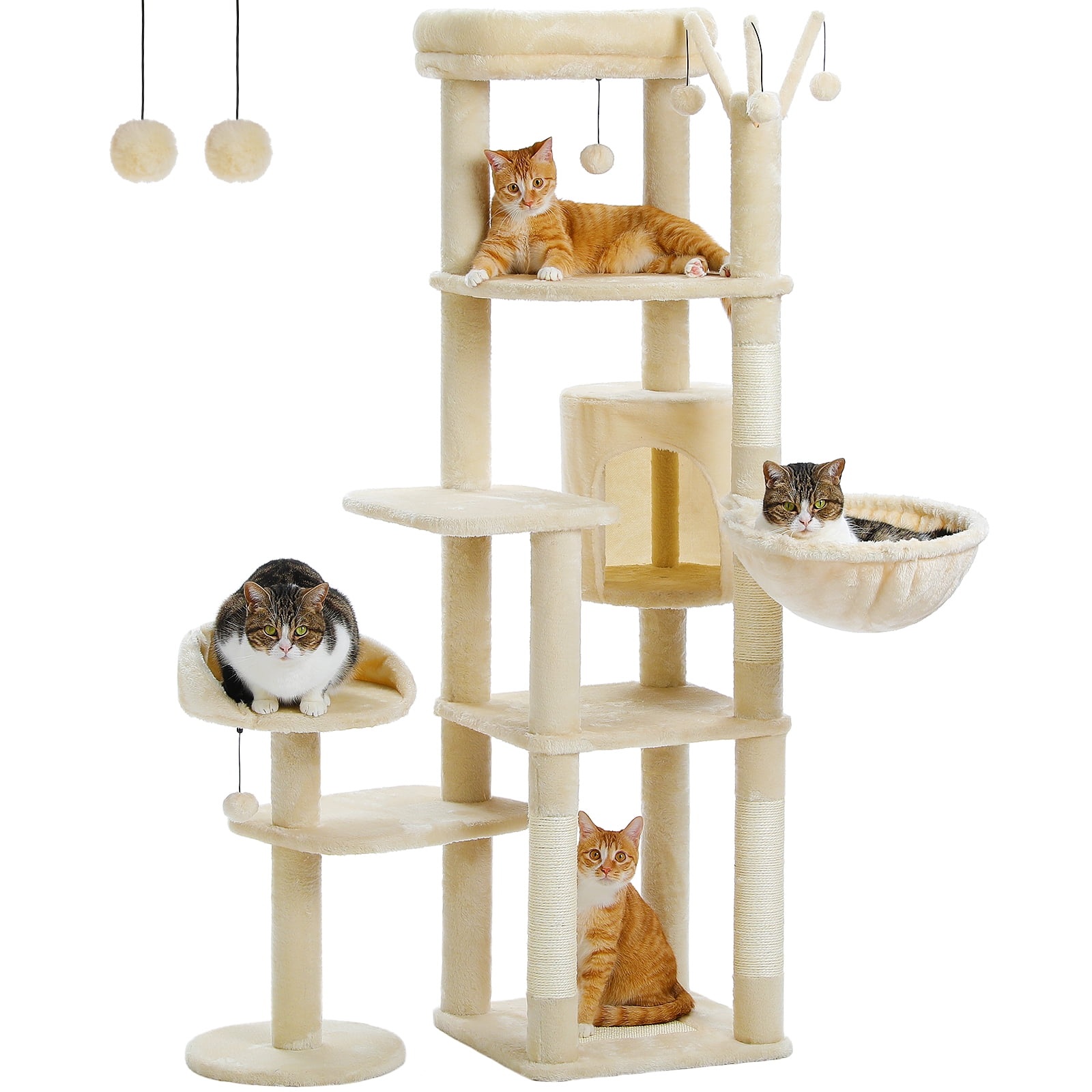 Cactus Tall Cat Tree for Large Cat Multi-Level Cat Tower for Indoor ...