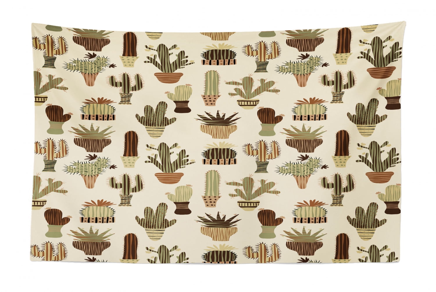 Cactus Tapestry, Various Outline Style Prickle Plants on Chalkboard ...