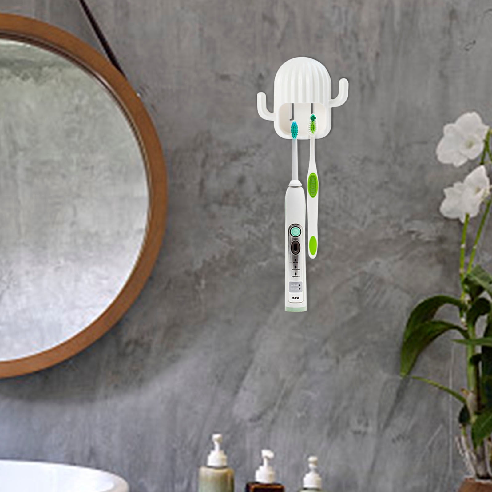 Cactus Toothbrush Toothpaste Holder, Wall Mounted Cute Toothbrush Stand ...