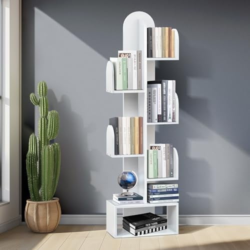 Cactus Tree Bookshelf, 5-Tier Wood 50" Tall Corner Book Storage Rack ...