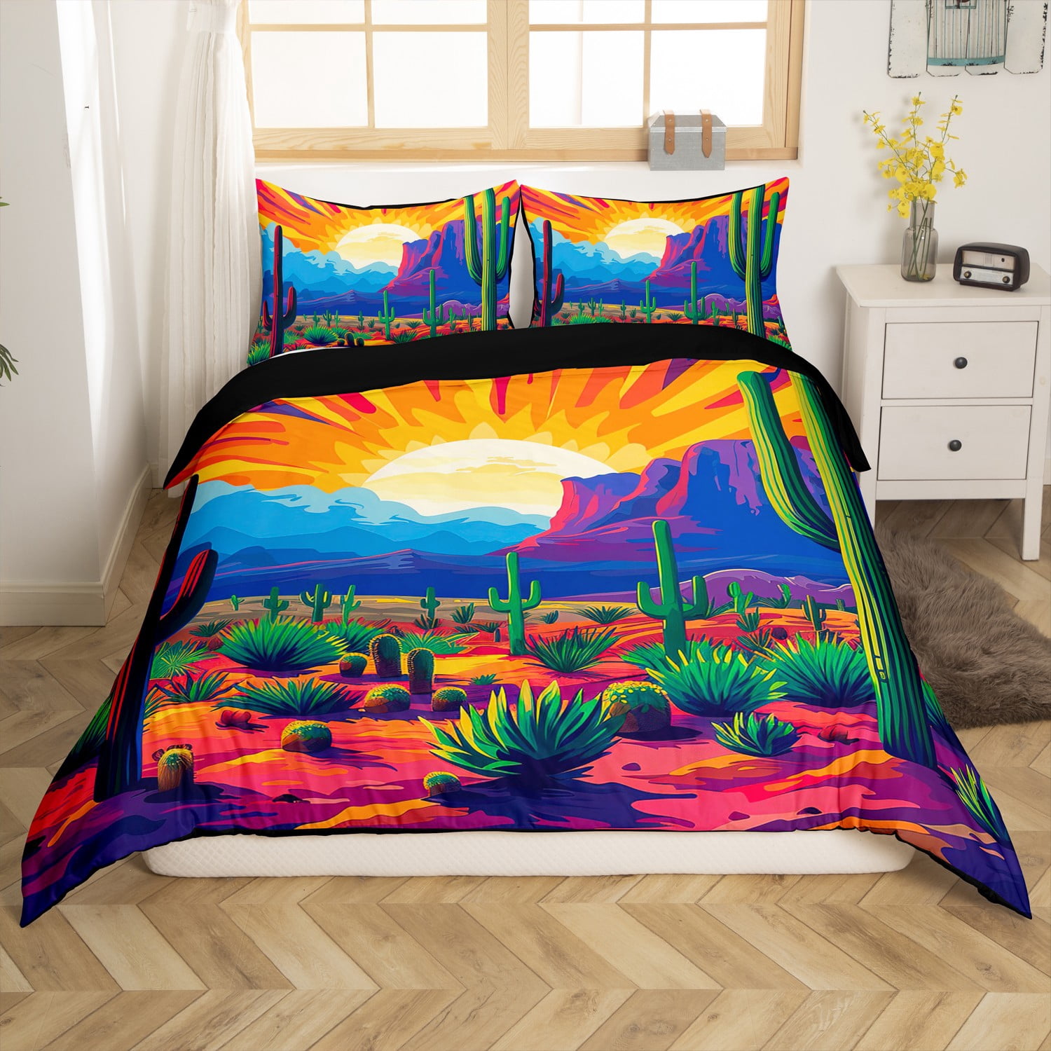Cactus Tropical Duvet Cover Toddler,Abstract Wild West Desert Bedding ...